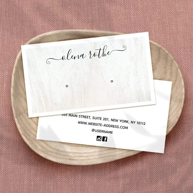 Chic White Wood Earring Display Calling Card | Zazzle
