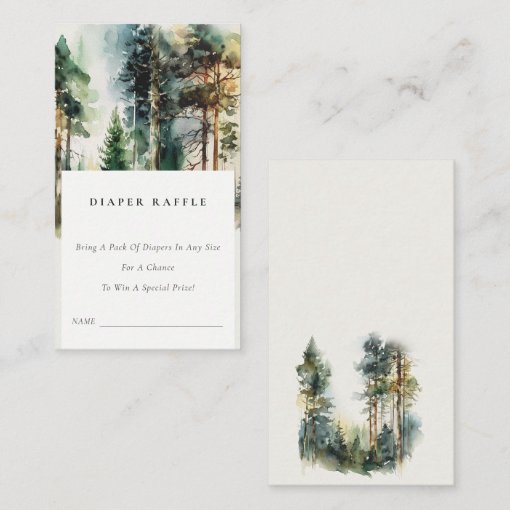 Chic Woodland Forest Diaper Raffle Baby Shower Enclosure Card | Zazzle
