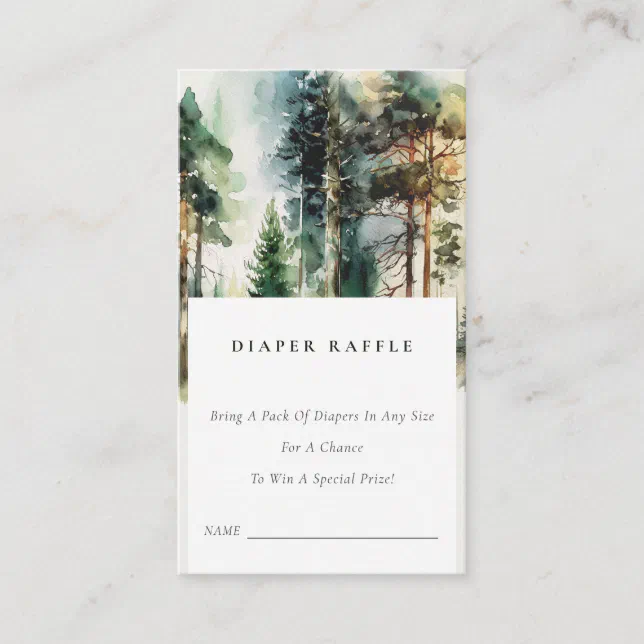 Chic Woodland Forest Diaper Raffle Baby Shower Enclosure Card | Zazzle