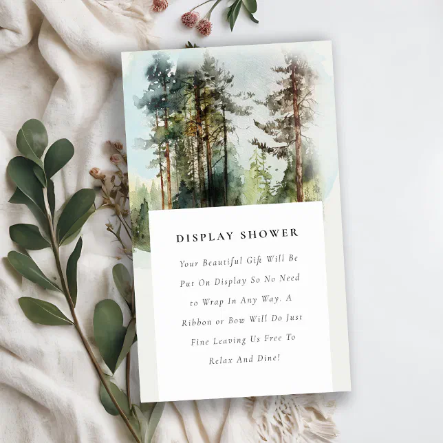 Chic Woodland Forest Display Shower Baby Shower Enclosure Card | Zazzle