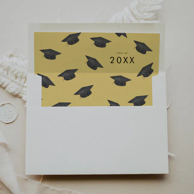 Chic Yellow Class of 2024 Grad Cap Graduation Envelope Liner | Zazzle