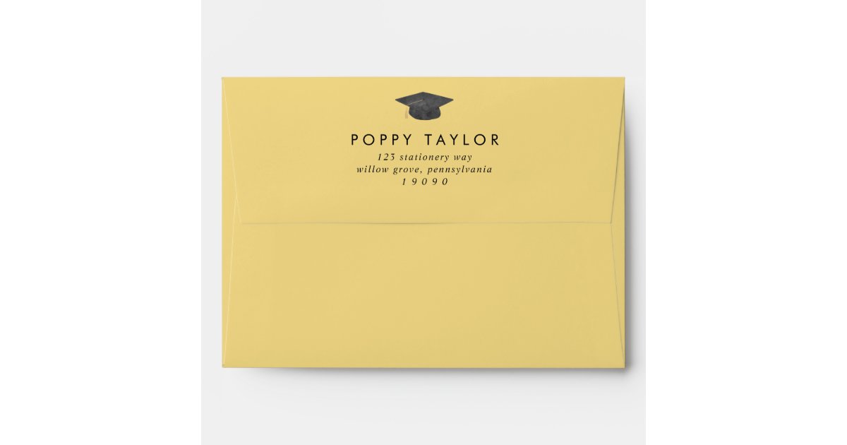 Chic Yellow Graduation Announcement Envelope | Zazzle