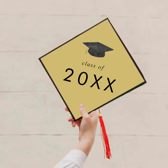 Chic Yellow Hat Class Year Graduation Cap Topper | Zazzle