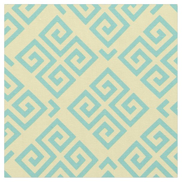 Modern Geometric Mint Yellow Triangles Pattern Fabric | Zazzle