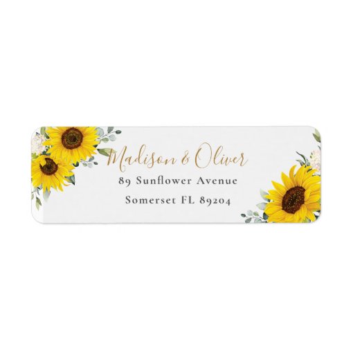 Chic Yellow Sunflower Floral Return Address Label | Zazzle