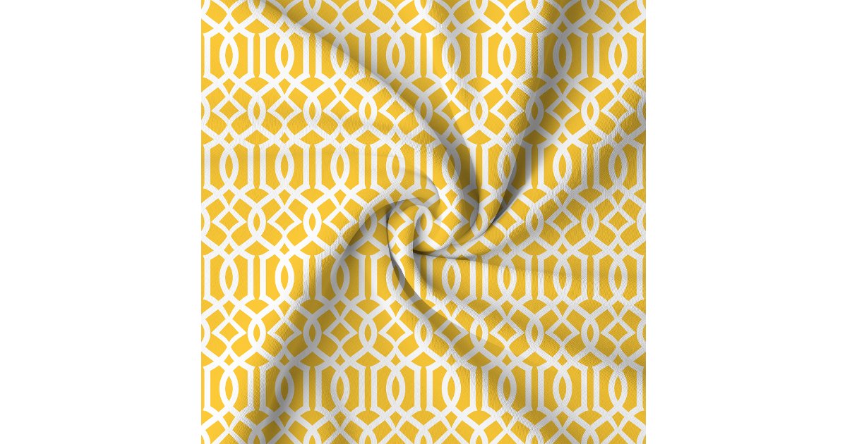Chic Yellow Trellis Lattice Pattern Fabric | Zazzle