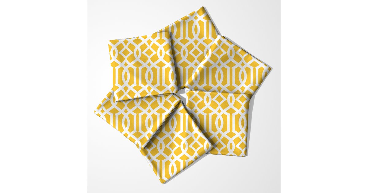 Chic Yellow Trellis Lattice Pattern Fabric | Zazzle