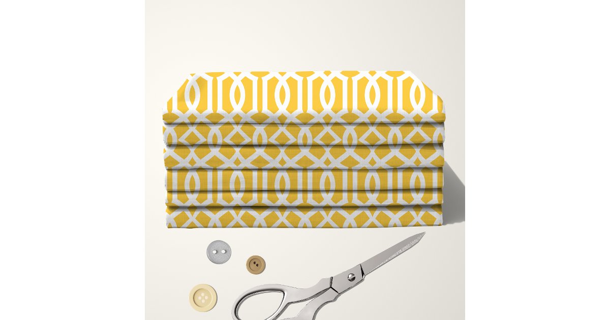 Chic Yellow Trellis Lattice Pattern Fabric | Zazzle