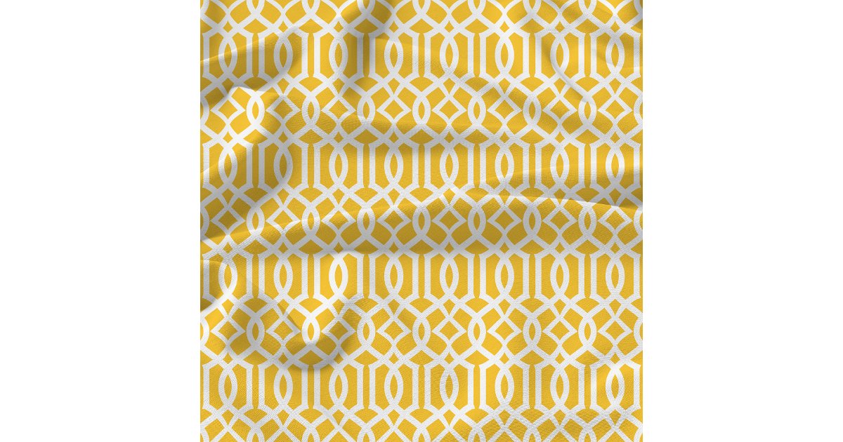 Chic Yellow Trellis Lattice Pattern Fabric | Zazzle