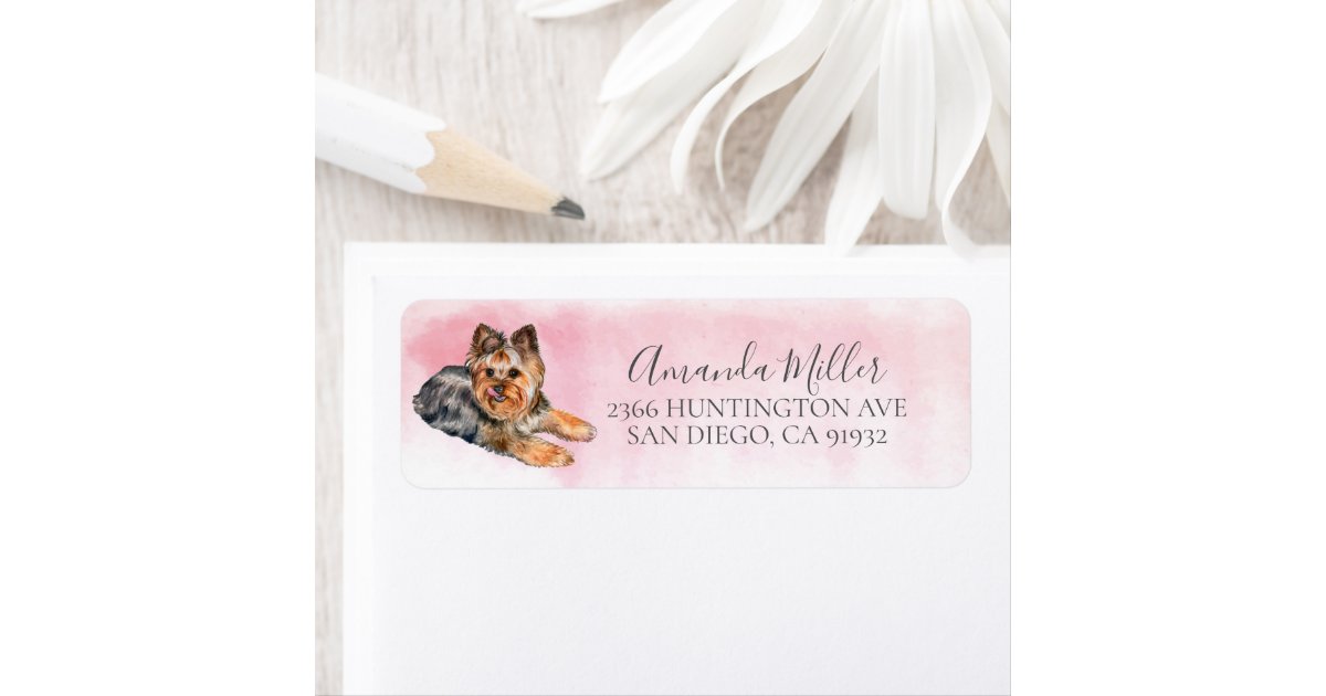 Chic Yorkie Return Address Label | Zazzle