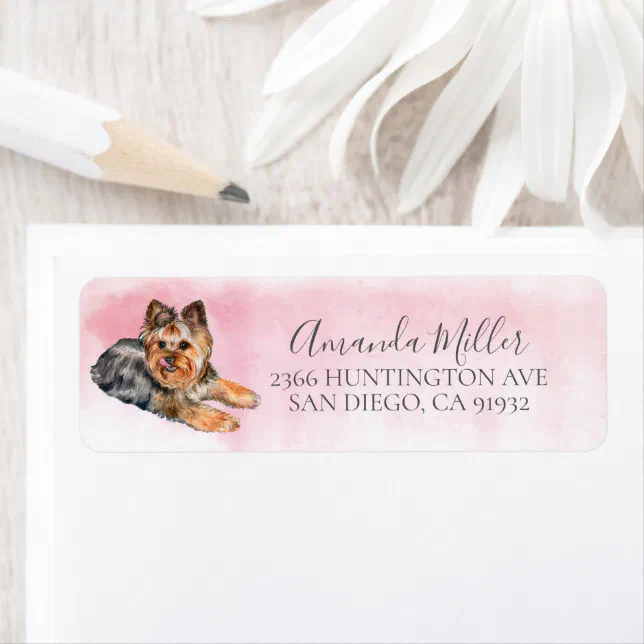 Chic Yorkie Return Address Label | Zazzle