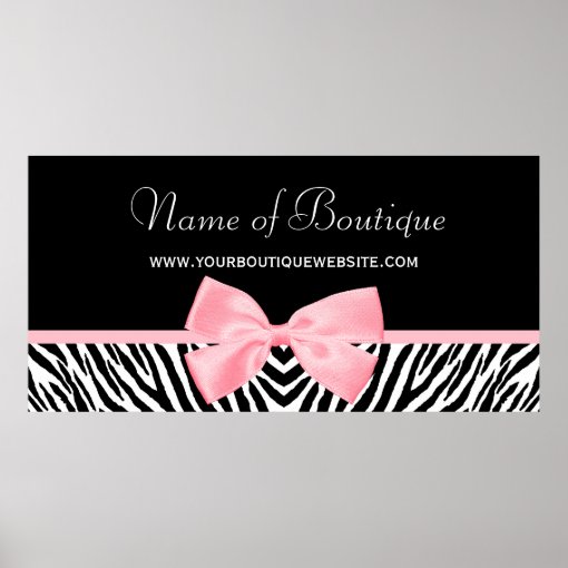 Chic Zebra Print 5 ft Banner Light Pink Ribbon | Zazzle