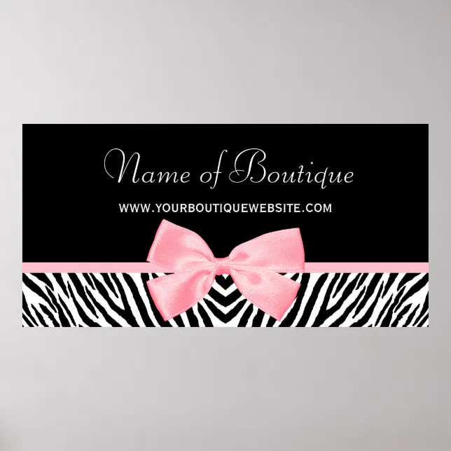 Chic Zebra Print 5 ft Banner Light Pink Ribbon | Zazzle
