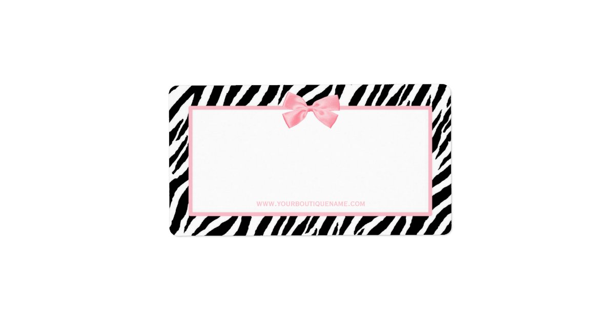 Chic Zebra Print Boutique Light True Pink Ribbon Label | Zazzle