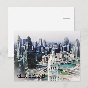 CHICAGO 1954 SKYLINE WEST FROM TRIBUNE TOWER PHOTO POSTCARD | Zazzle