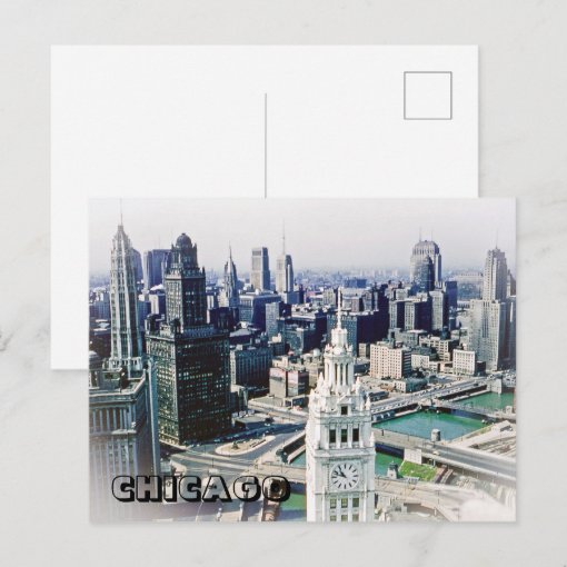 CHICAGO 1954 SKYLINE WEST FROM TRIBUNE TOWER PHOTO POSTCARD | Zazzle