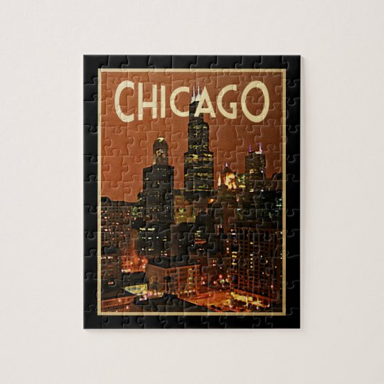 Chicago At Night Jigsaw Puzzle | Zazzle.com