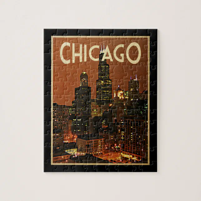 Chicago At Night Jigsaw Puzzle | Zazzle