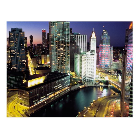 Chicago at night postcard | Zazzle.com