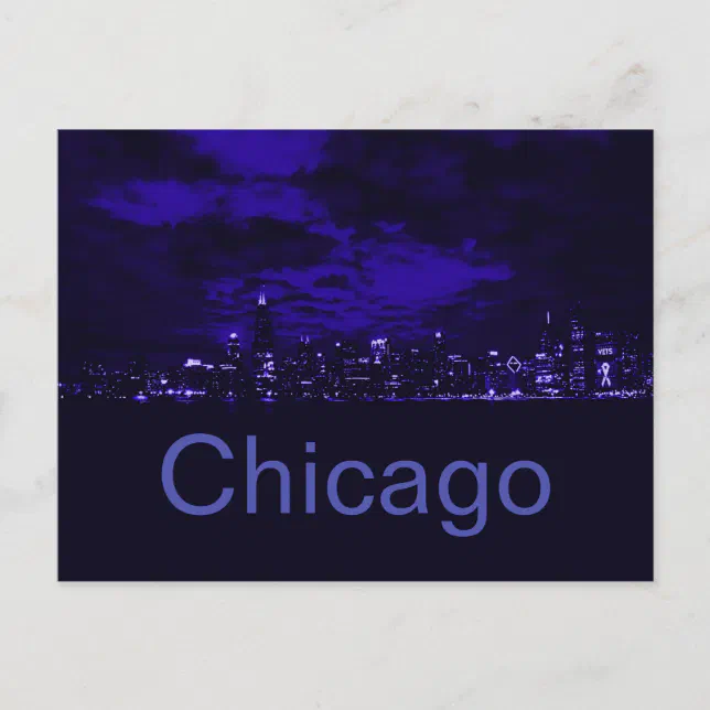 Chicago Blue Skyline Postcard | Zazzle