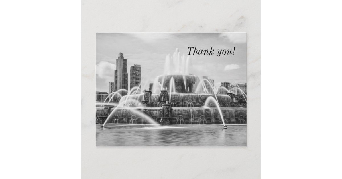 Chicago Buckingham Grayscale Thank You Postcard | Zazzle