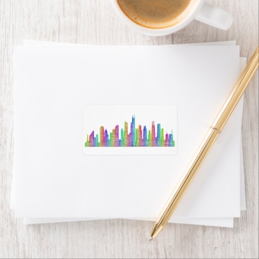 Chicago city skyline label | Zazzle