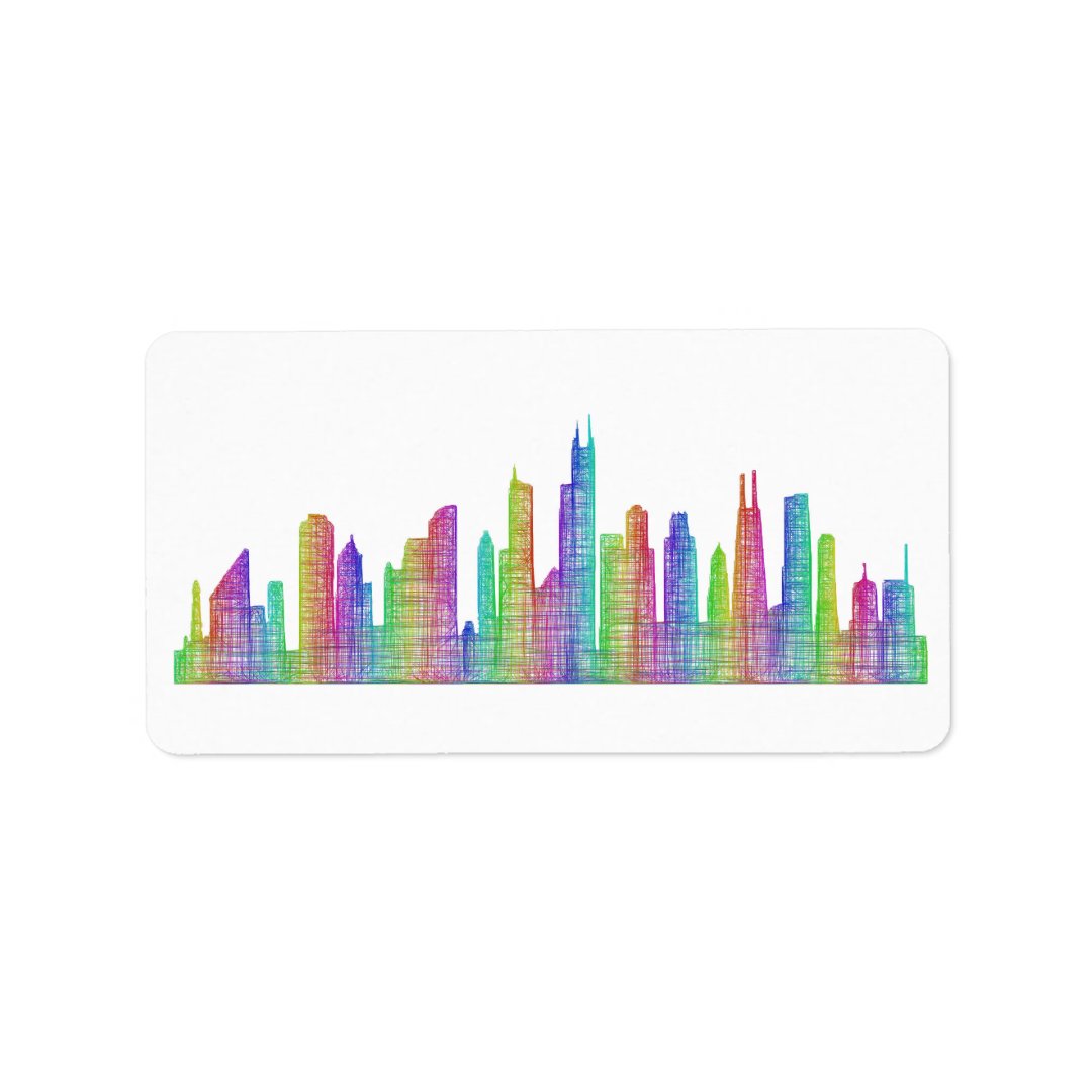 Chicago city skyline label | Zazzle