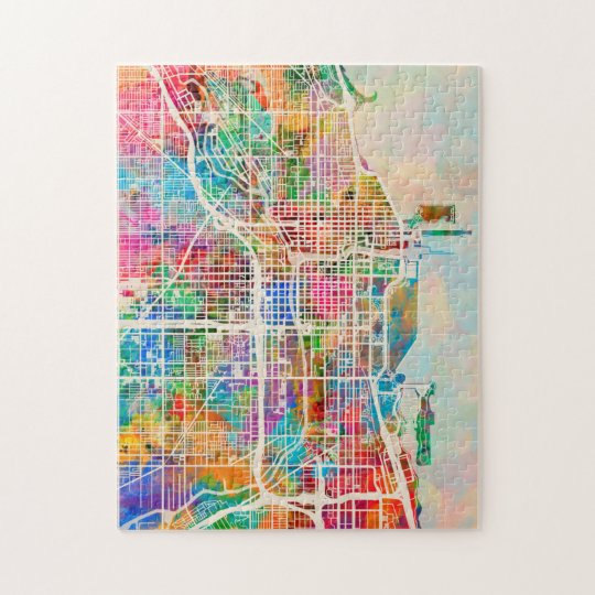 Chicago City Street Map Jigsaw Puzzle | Zazzle.com
