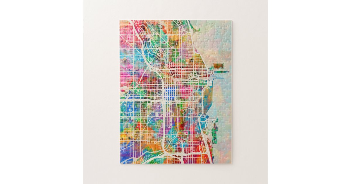 Chicago City Street Map Jigsaw Puzzle | Zazzle
