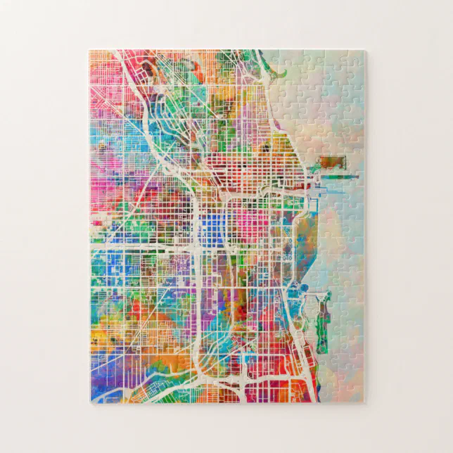 Chicago City Street Map Jigsaw Puzzle | Zazzle