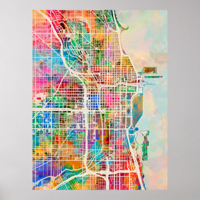 Chicago City Street Map Poster | Zazzle