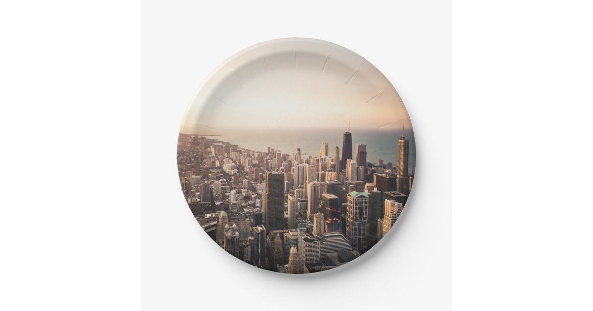 Chicago cityscape paper plates | Zazzle