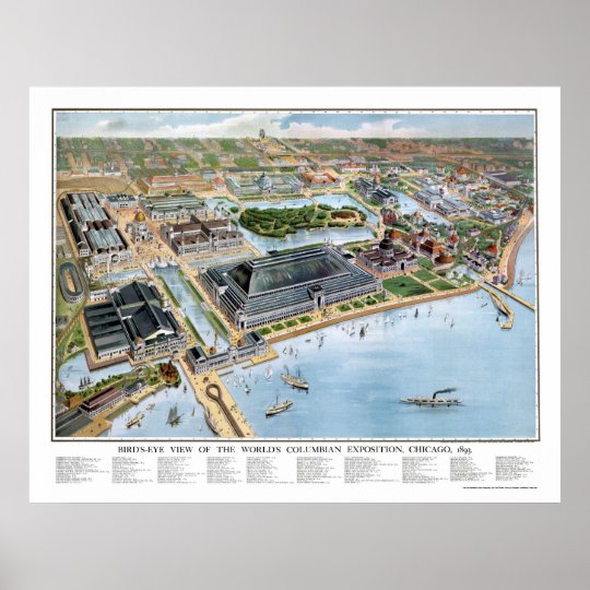 Chicago Columbian Expo, IL Panoramic Map - 1893 Poster | Zazzle.com