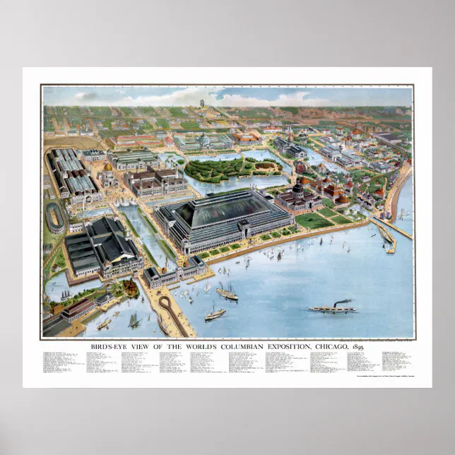 Chicago Columbian Expo, IL Panoramic Map - 1893 Poster | Zazzle
