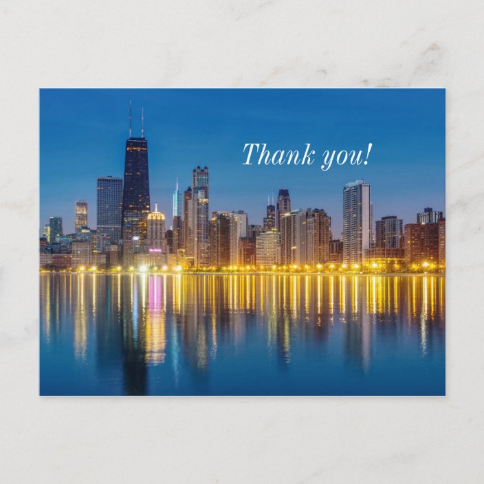 Chicago Dawn Cityscape Thank You Postcard | Zazzle.com