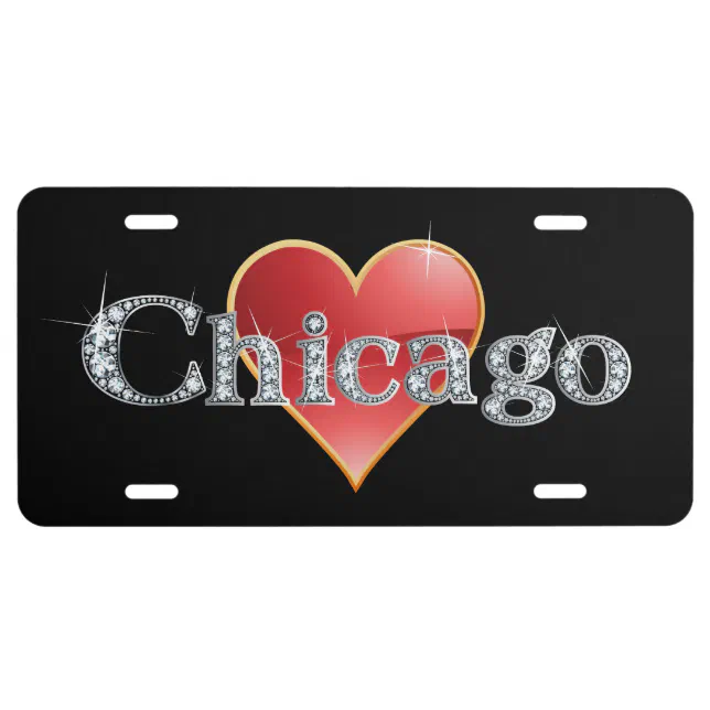 Chicago Faux-"Diamond" Bling License Plate | Zazzle