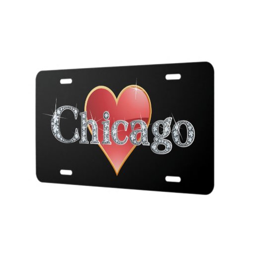 Chicago Faux-"Diamond" Bling License Plate | Zazzle