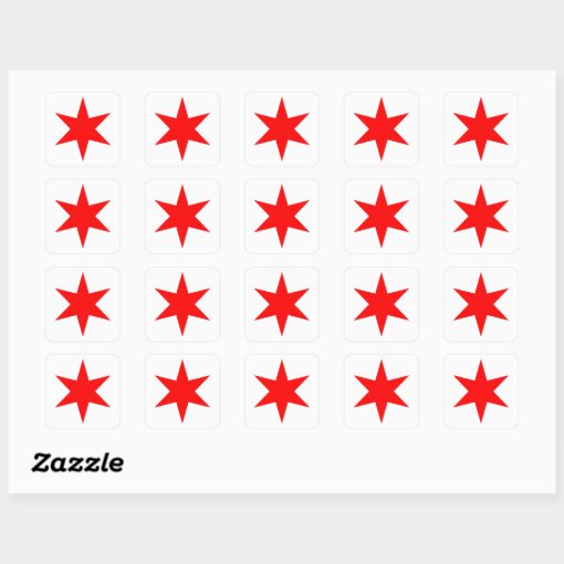Chicago Flag 6-Pointed Star Square Sticker | Zazzle