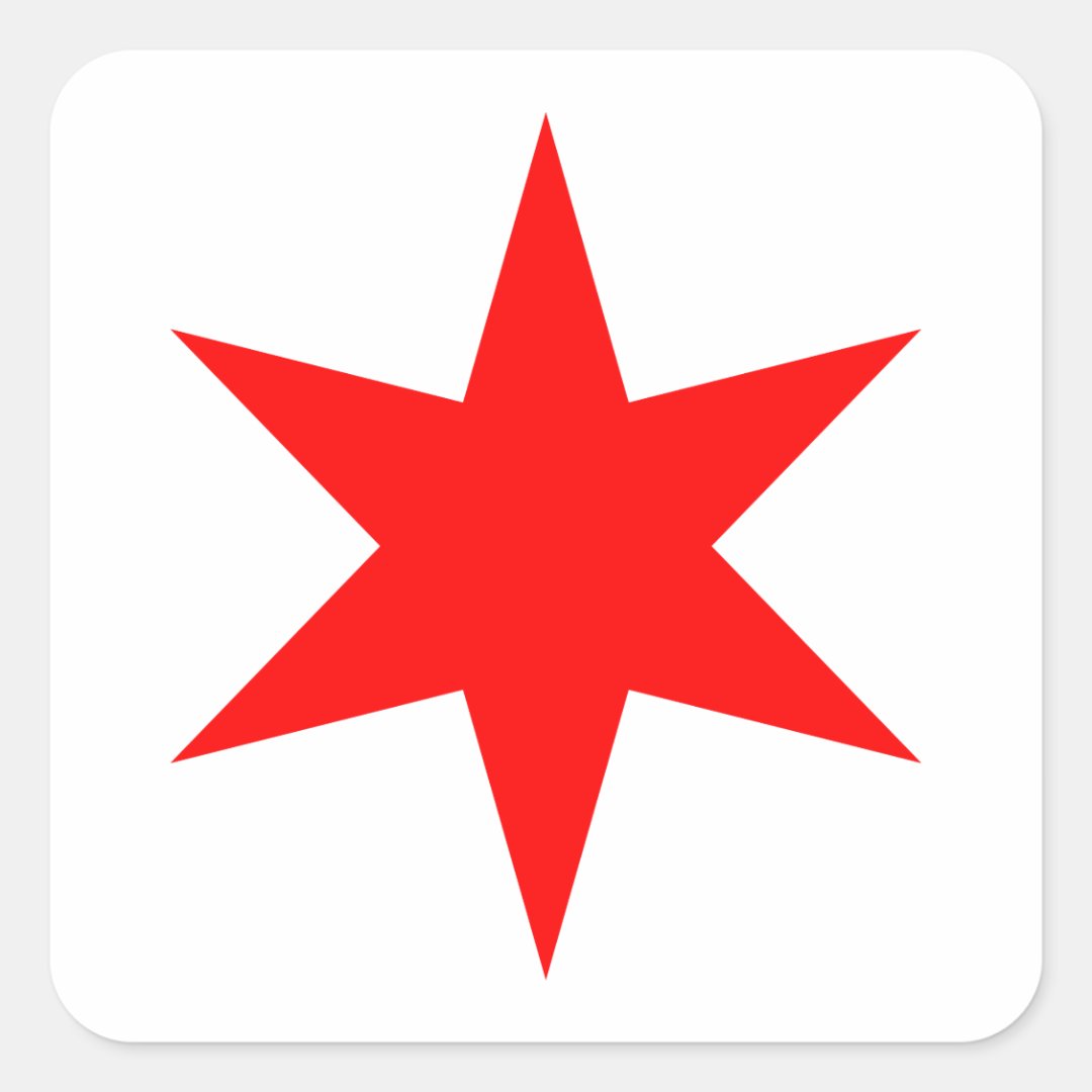 Chicago Flag 6-Pointed Star Square Sticker | Zazzle