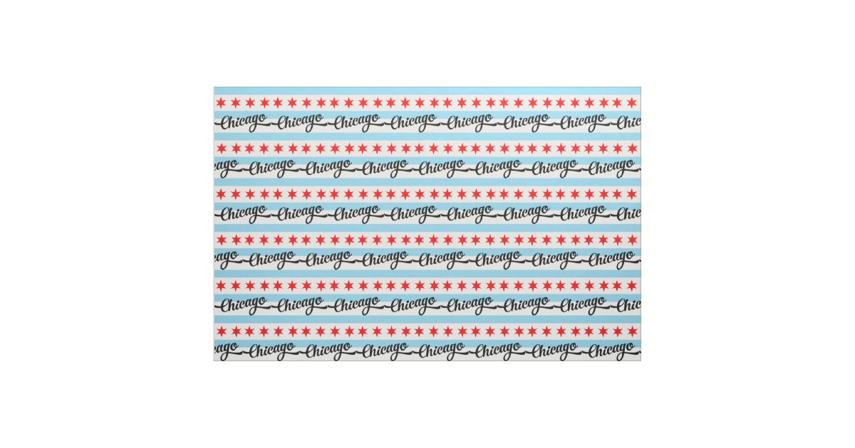 Chicago Flag Custom Cotton Pattern Design Yard Ret Fabric | Zazzle