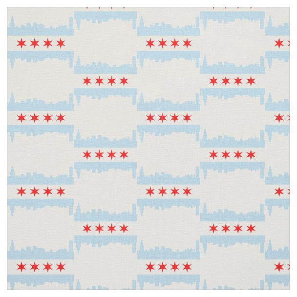 Chicago Flag Red 6-pointed Star Pattern Fabric | Zazzle
