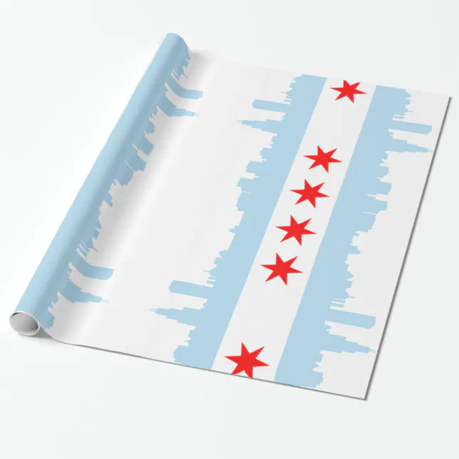Chicago Flag Skyline Wrapping Paper | Zazzle