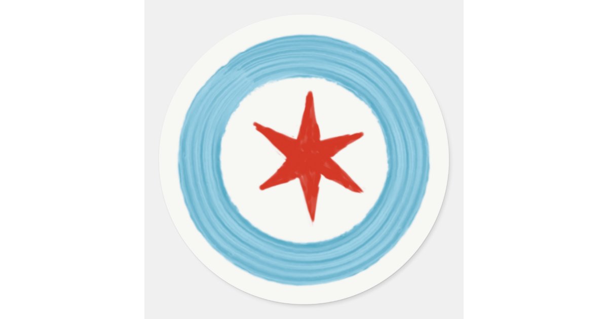 Chicago flag star classic round sticker | Zazzle