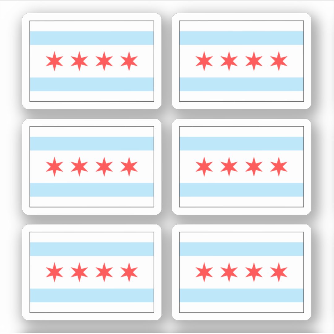 Chicago flag stickers, set of six sticker | Zazzle