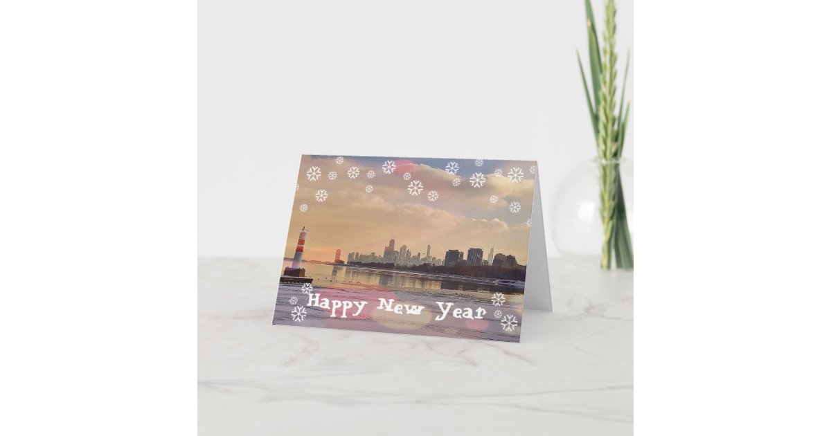 CHICAGO HAPPY NEW YEAR HOLIDAY CARD | Zazzle
