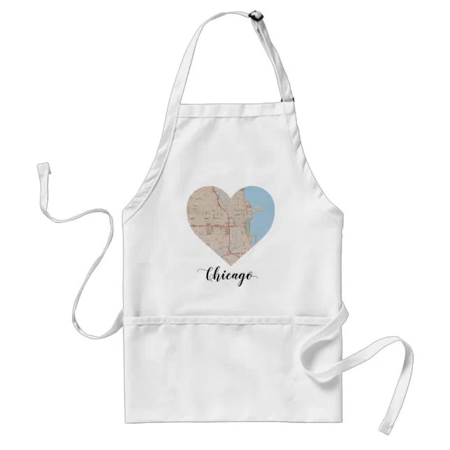 Chicago Heart Map Adult Apron | Zazzle