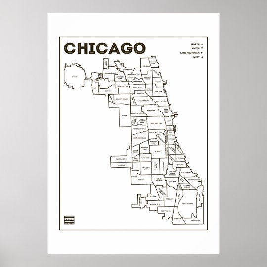 Chicago 'Hoods Map Bold Star Poster | Zazzle.com