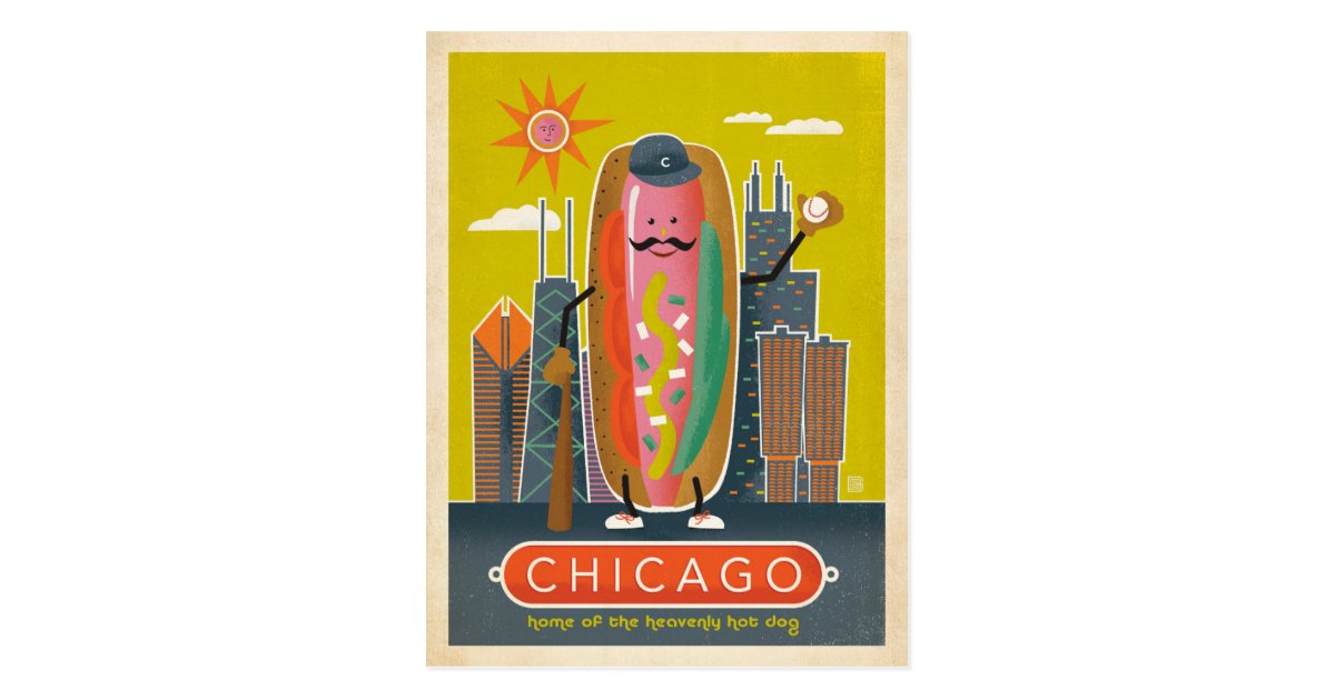 Chicago, IL - Hot Dog Postcard | Zazzle.com