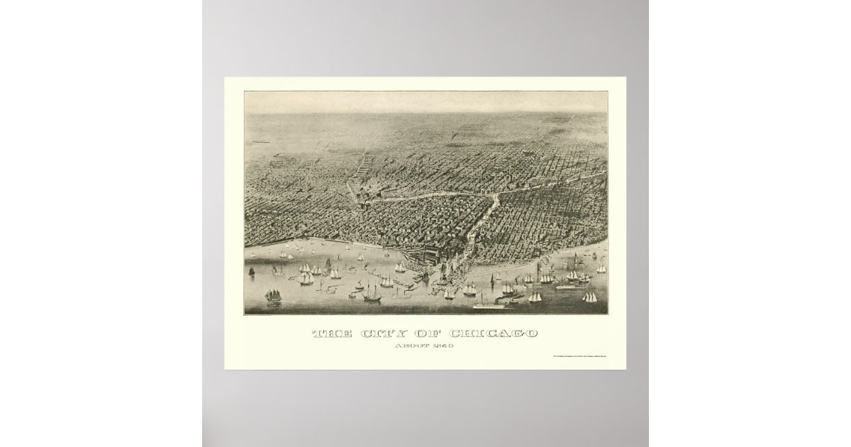 Chicago, IL Panoramic Map - 1860 Poster | Zazzle