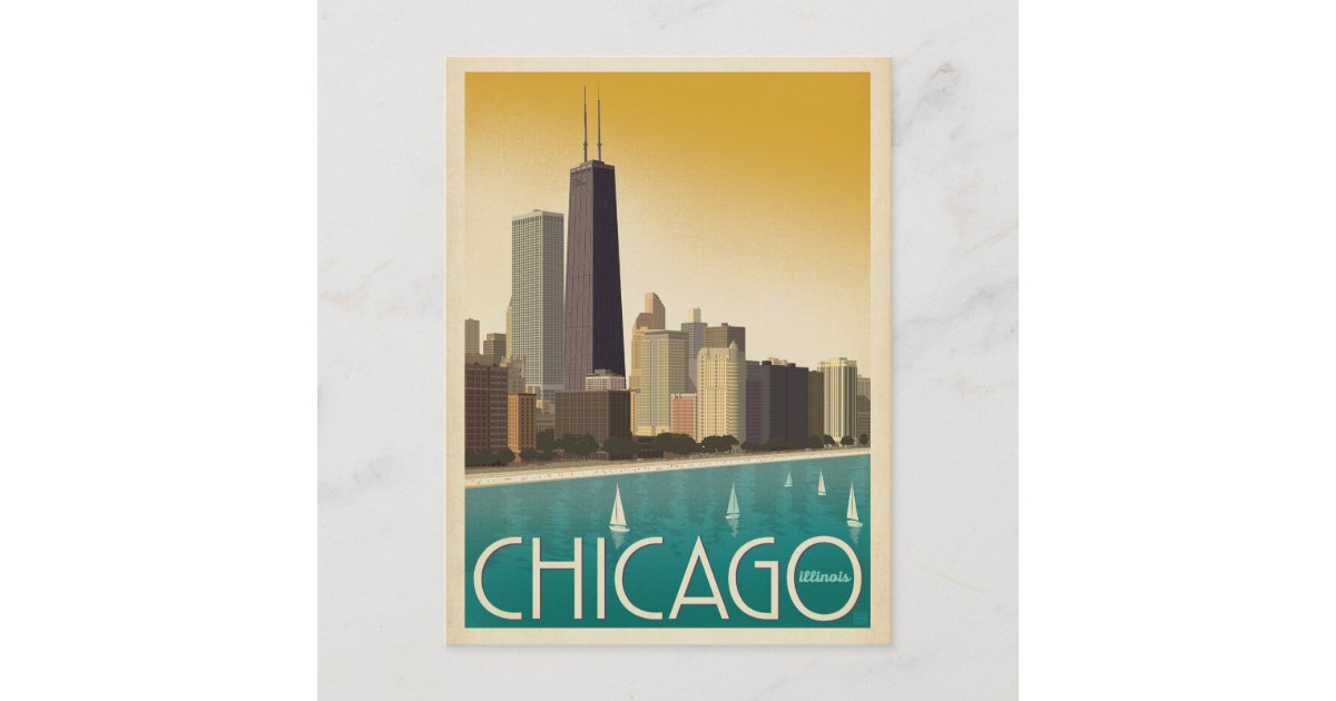Chicago, IL - Skyline Postcard | Zazzle